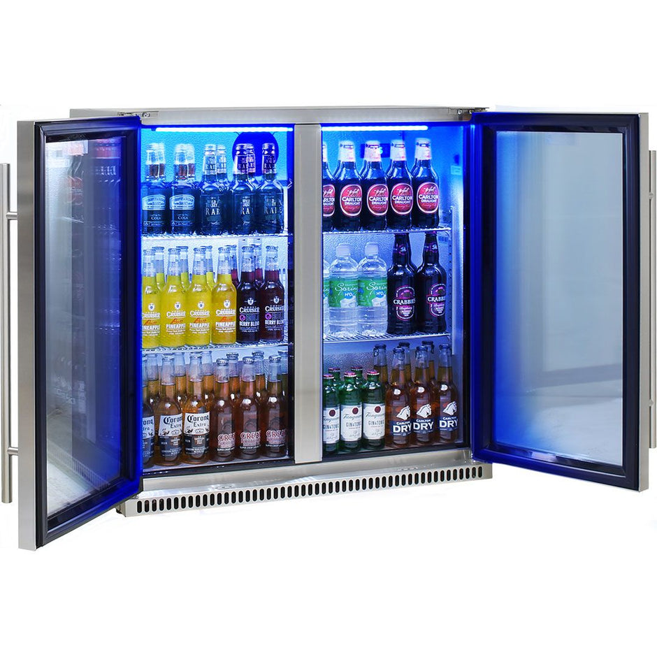 Schmick Stainless Bar Fridge 2 Door With Heated Glass and Triple Glazi ...